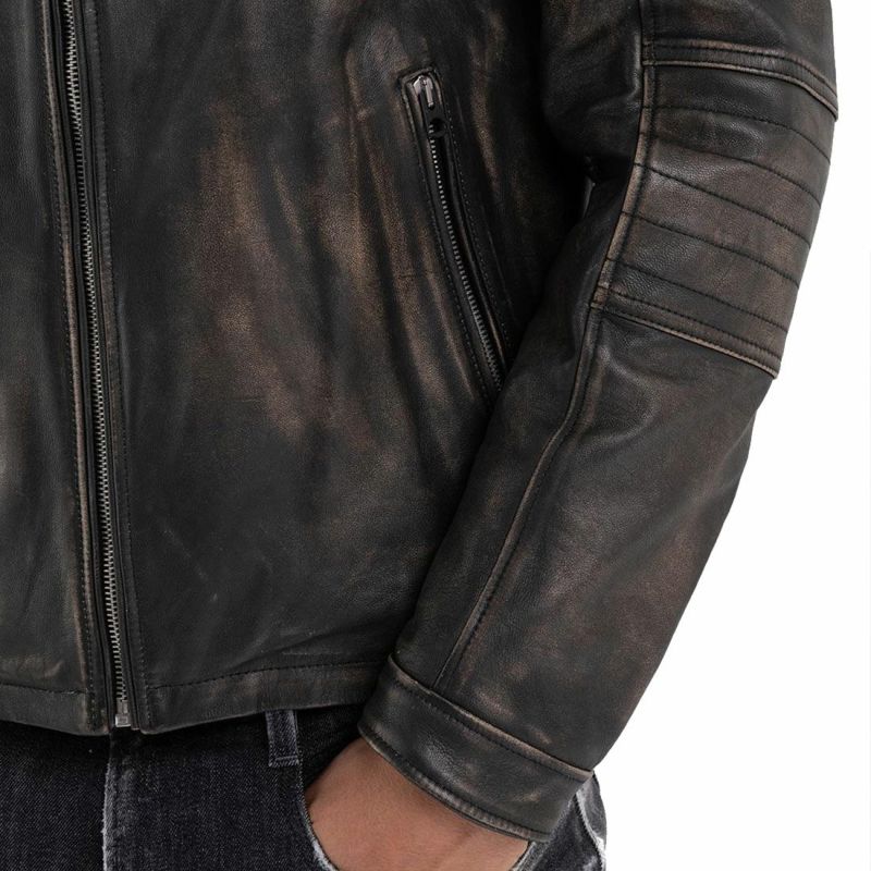 REPLAY | LEATHER BIKER JACKET WITH SPRAY PRINT が入荷してきました。
